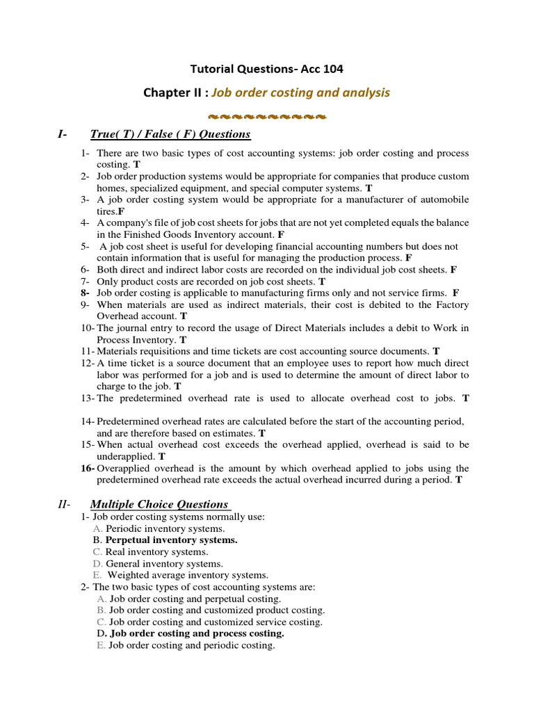 4.2 Tutorial Questions 2 | PDF | Inventory | Cost