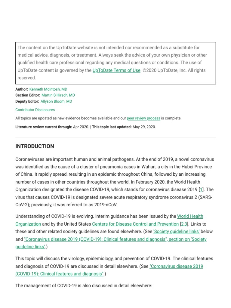 Coronavirus Disease 2019 (COVID-19) - Epidemiology, Virology, and ...