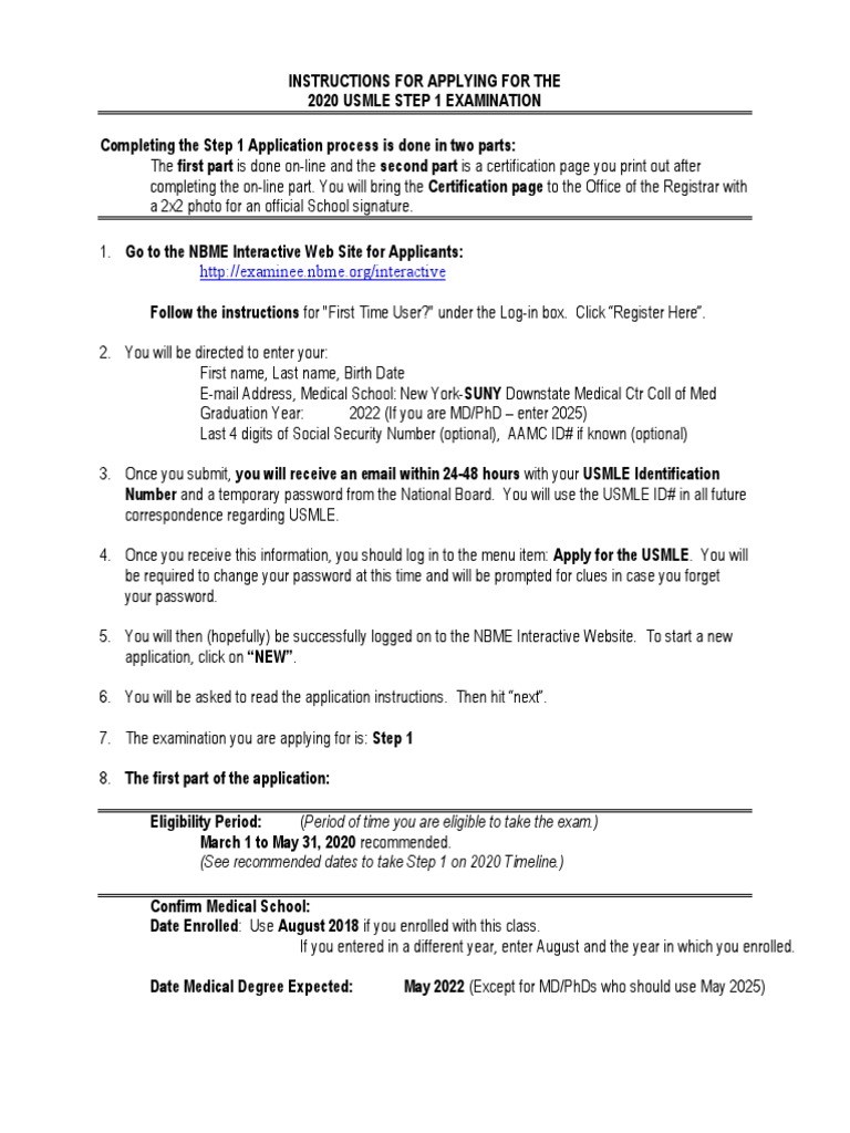 USMLE STEP 1 EXAM APPLICATION | PDF | United States Medical Licensing ...