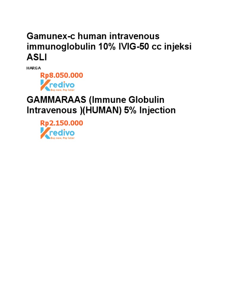 Gamunex C Human Intravenous Immunoglobulin 10 Ivig 50 Cc Injeksi Asli