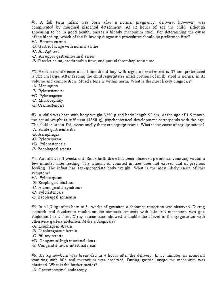 MCQ Congenital Intestinal Obstruction | PDF | Constipation ...