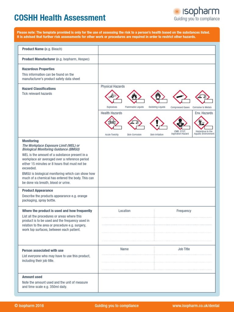 COSHH Self Assessment Form | PDF | Personal Protective Equipment ...