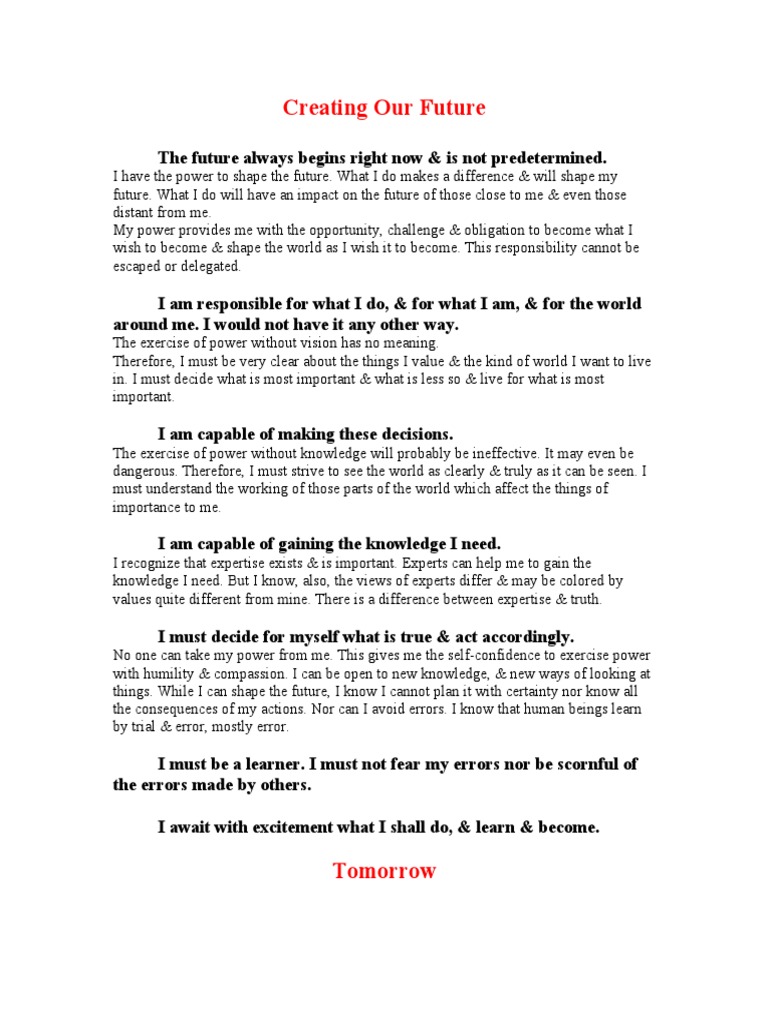 Creating Our Future | PDF