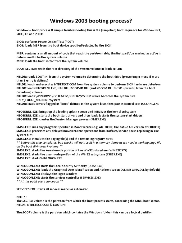 Windows 2003 Boot Process Guide | PDF | Booting | X86 Architecture