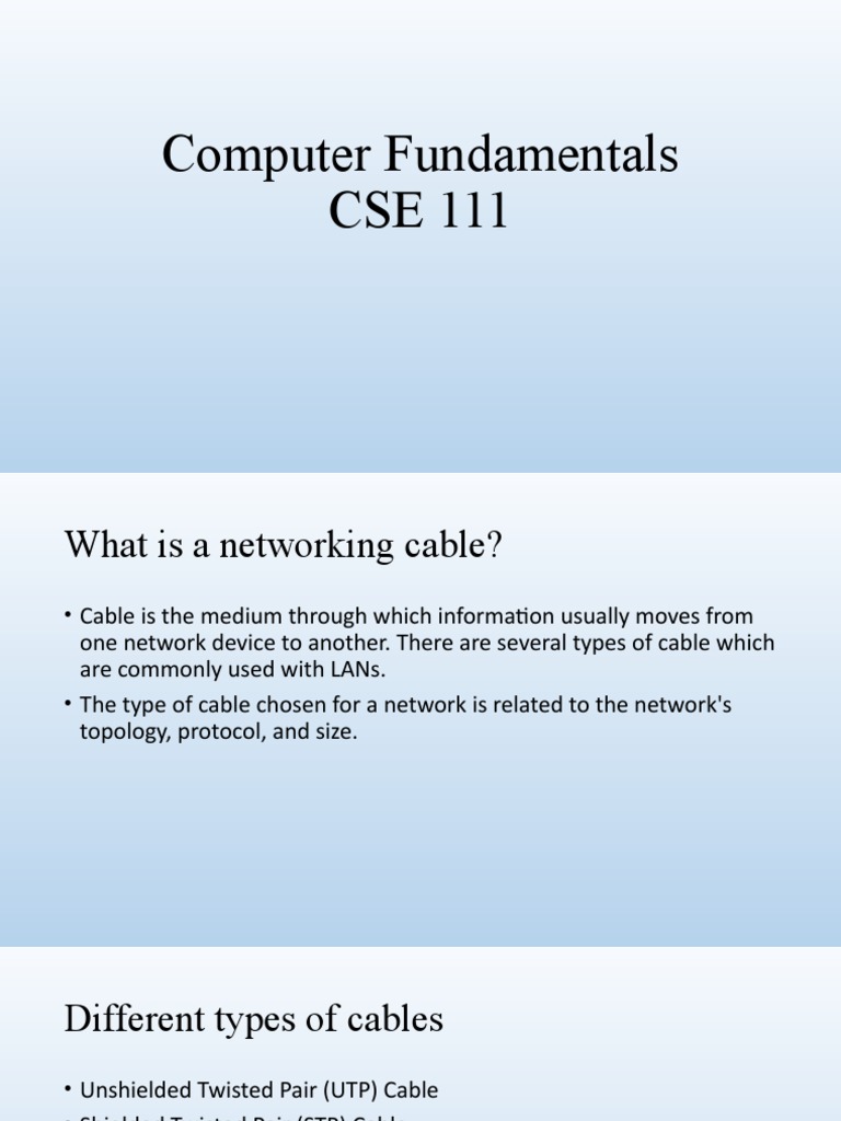 Computer Fundamentals CSE 111 | PDF | Network Topology | Coaxial Cable