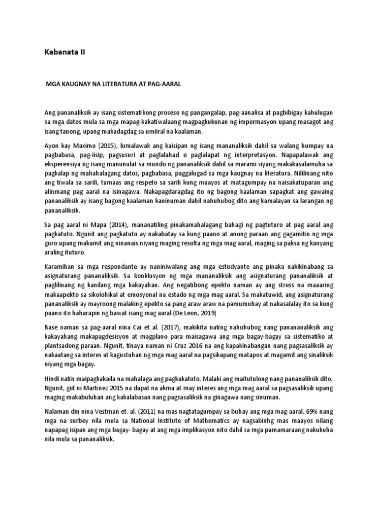 Kabanata 2 Pananaliksik Related Literature & Studies: Research Paper