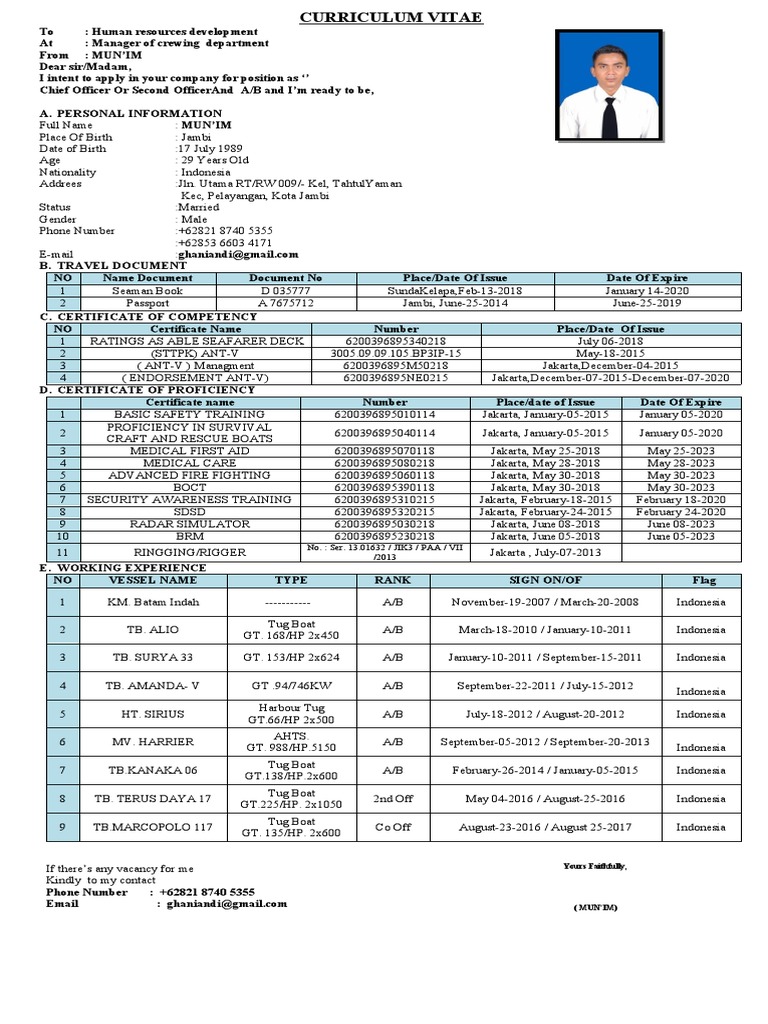 CV Chief Officer or Second Officer | PDF | Water Transport | Shipping