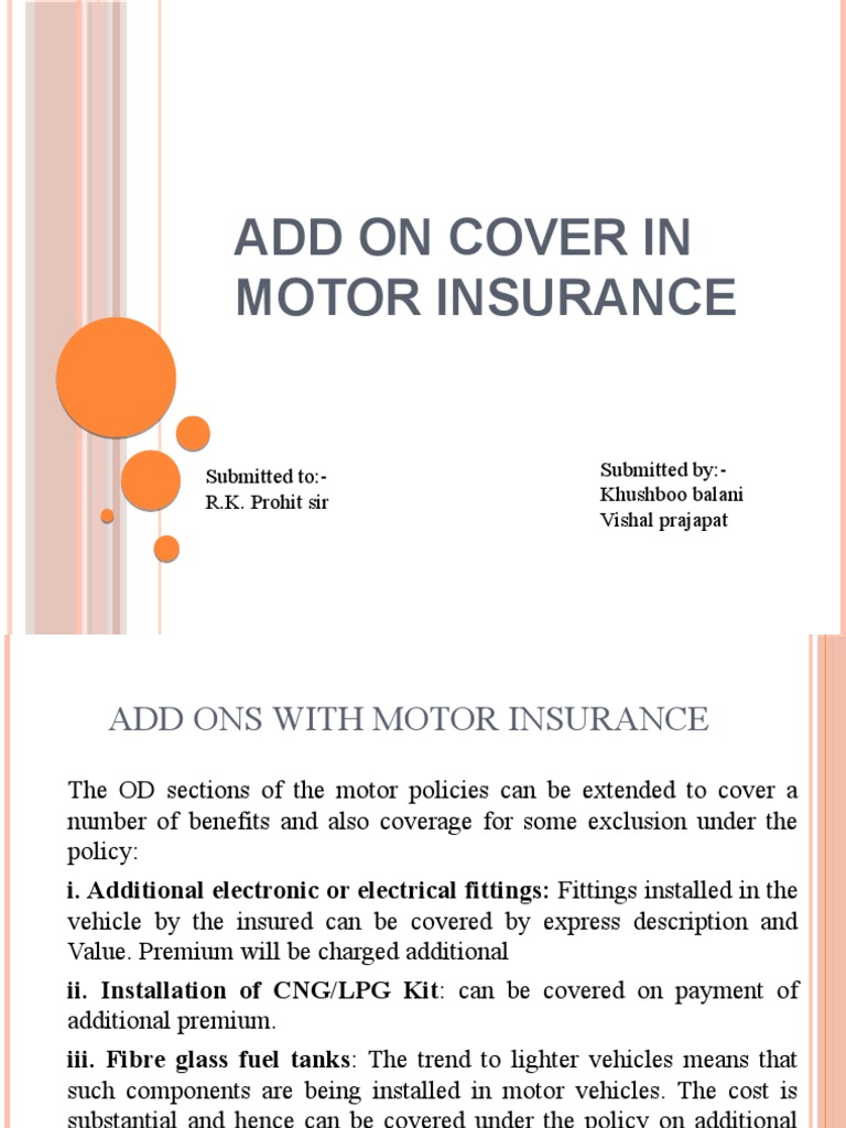 Motor Insurance Add-Ons Guide | PDF | Vehicle Insurance | Insurance