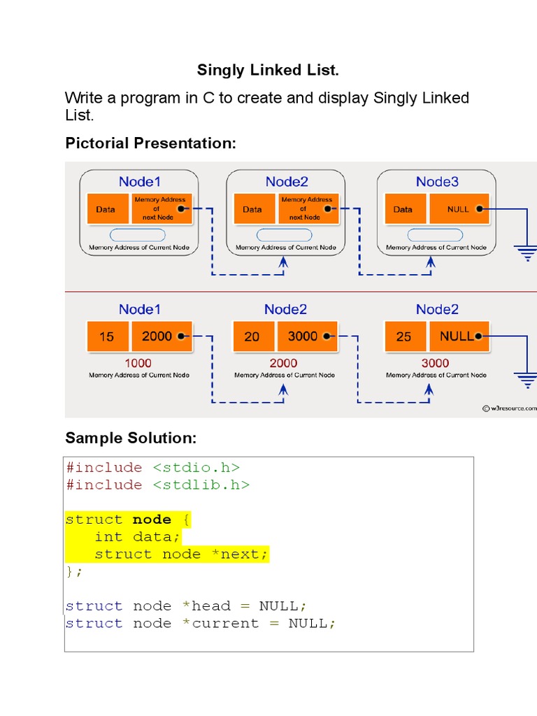 Write A Program In C To Create And Display Singly Linked List Pdf