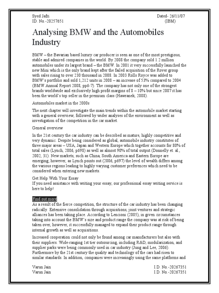 Analysing BMW and The Automobiles Industry | PDF | Luxury Vehicles | Brand