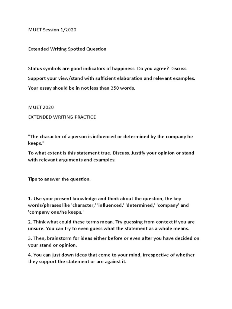 Muet Question Bank | PDF