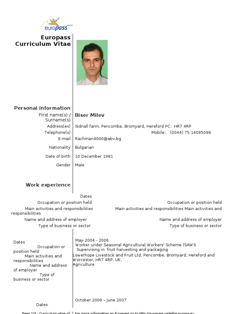 CV - Biser Milev-En | PDF | Communication | Cognition