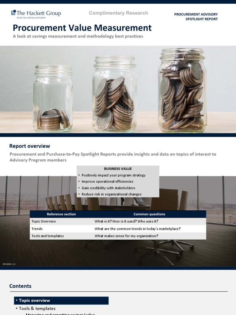 Ivalua Hackett-Group Procurement-Value-Measurement Report | PDF ...