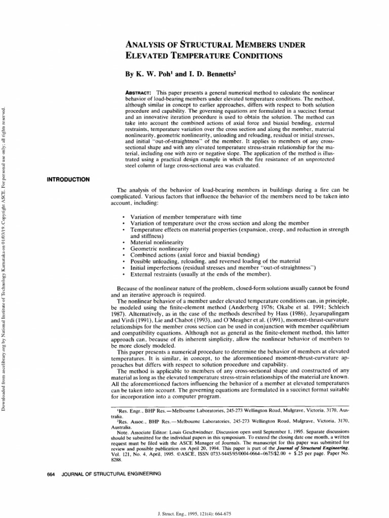 Analysis of Structural Members Under Elevated Temperature Conditions ...