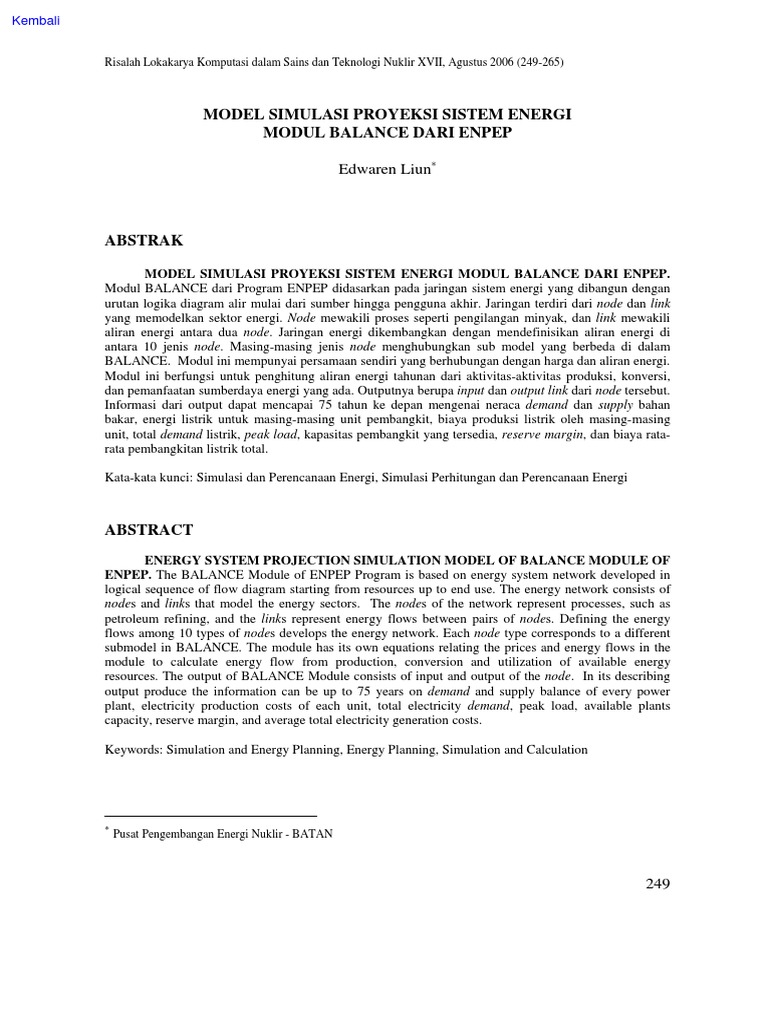 Model Simulasi Energi | PDF