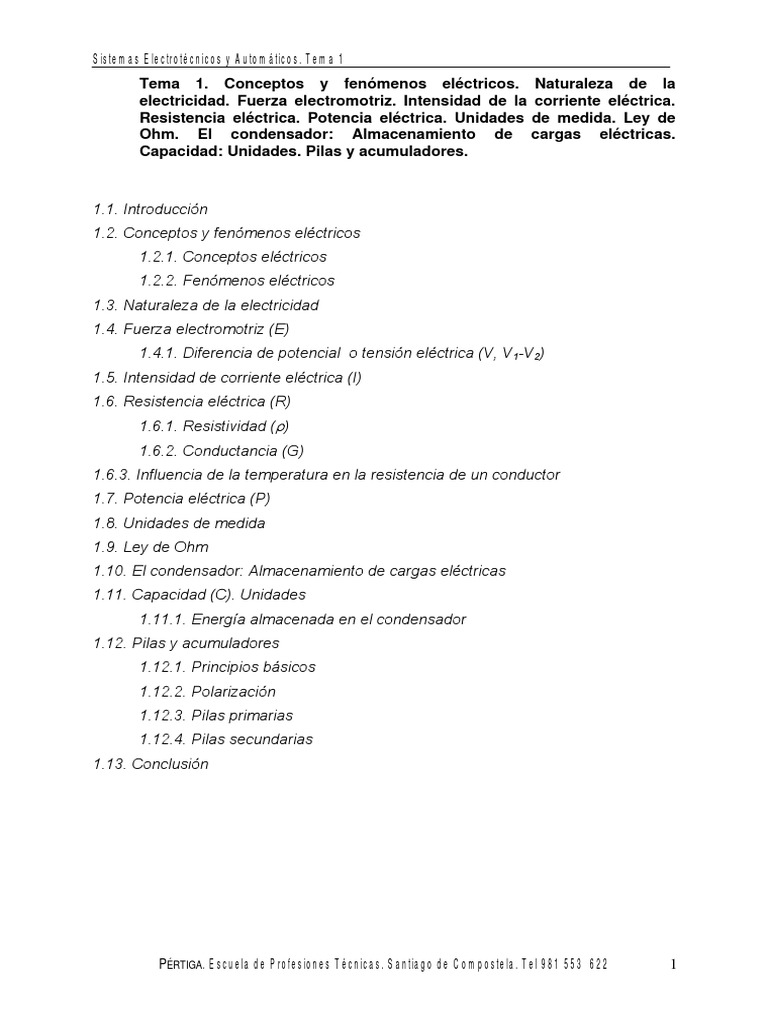 01 Resumido Conceptos y Fenomenos Electricos | PDF | Electricidad | Corriente eléctrica