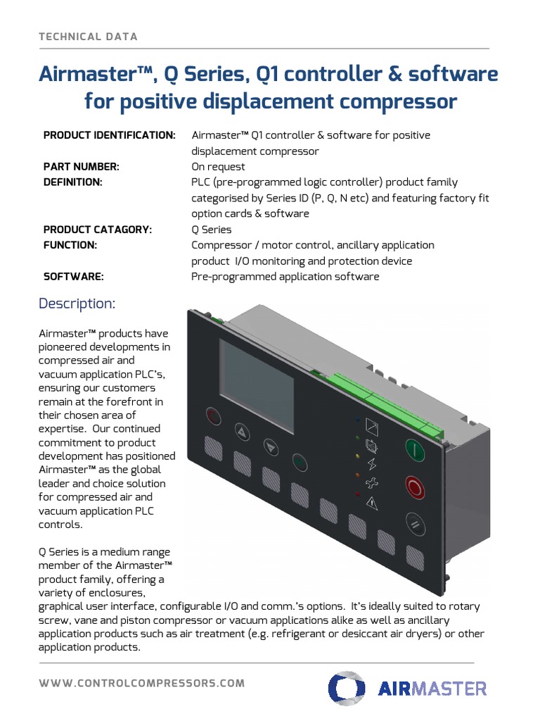 Airmaster Q Series Q1 Controller Software For Positive Displacement ...