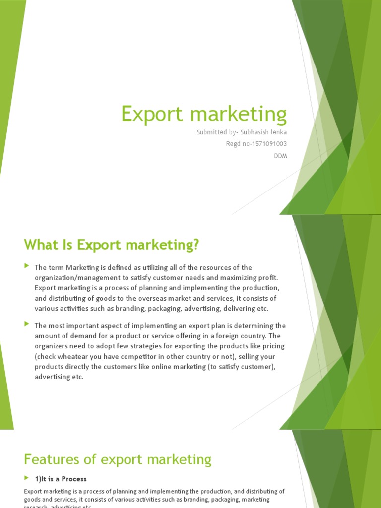 Key Features of Export Marketing | PDF | Exports | Profit (Economics)