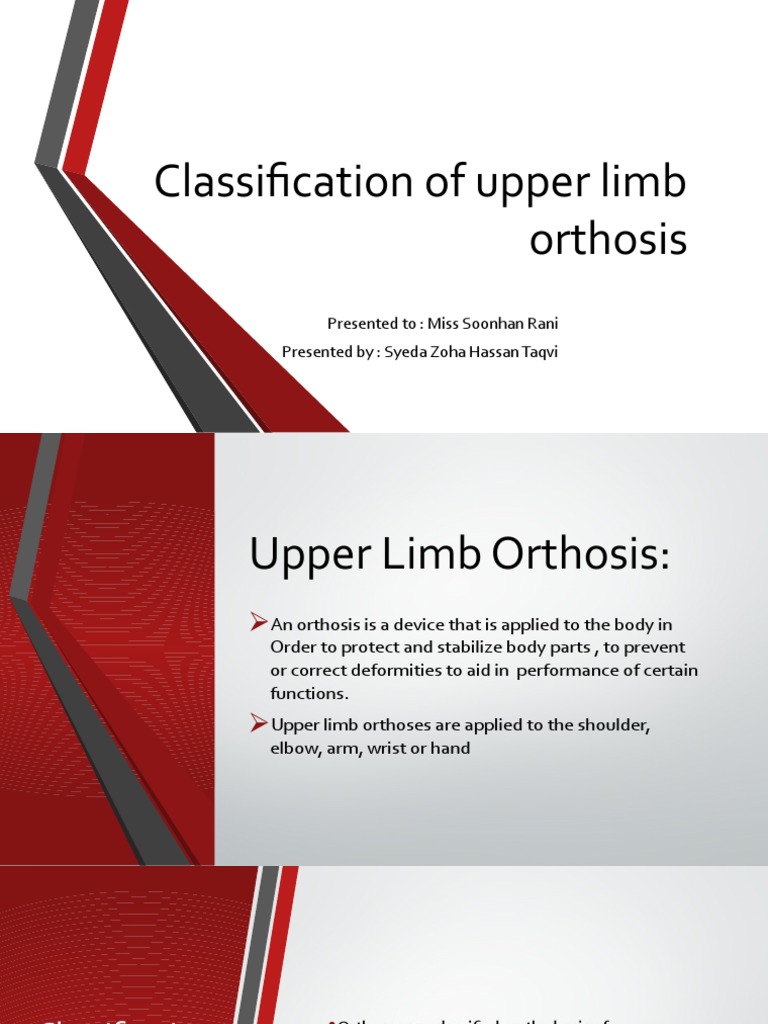 Upper Limb Orthosis Classification | PDF | Hand | Elbow