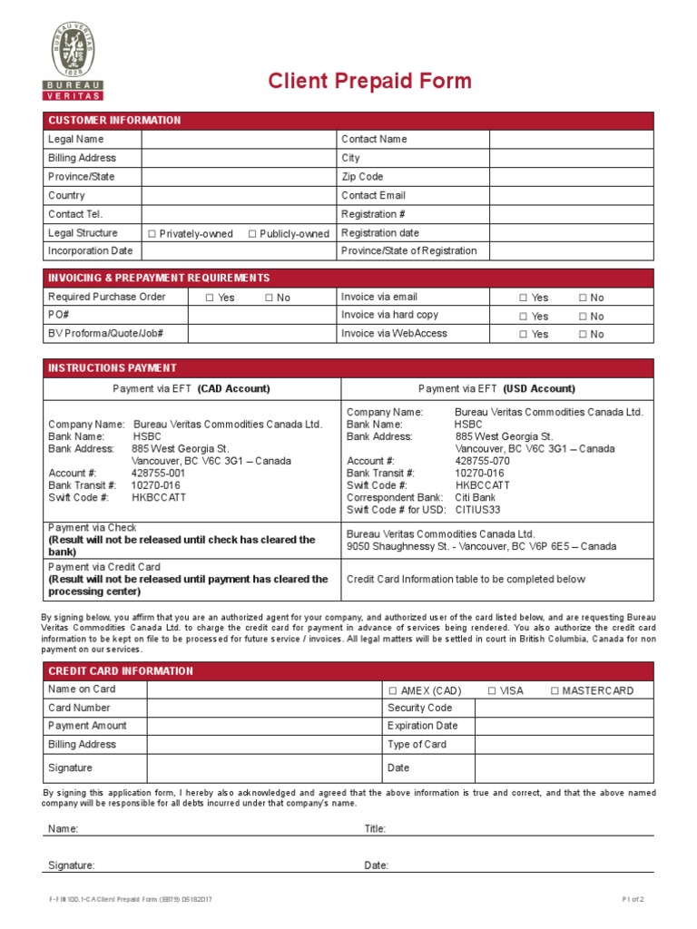 Client Prepaid Form: Customer Information | PDF | Payments | Credit Card