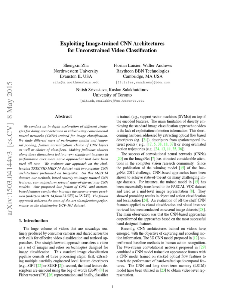 CNN Unconstrained Video Classification | PDF | Cybernetics | Cognitive Science