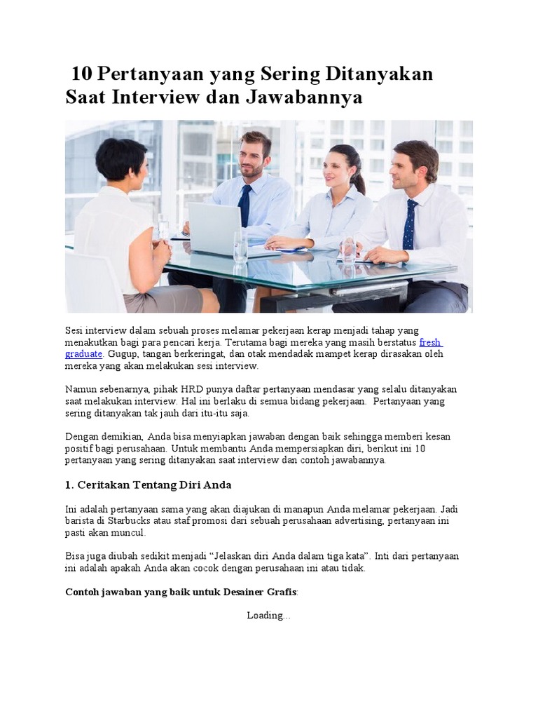 10 Pertanyaan Yang Sering Ditanyakan Saat Interview Dan Jawabannya ...