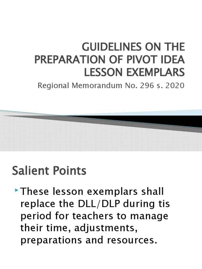 Guidelines On The Preparation of Pivot Idea Lesson Exemplars | PDF | Business