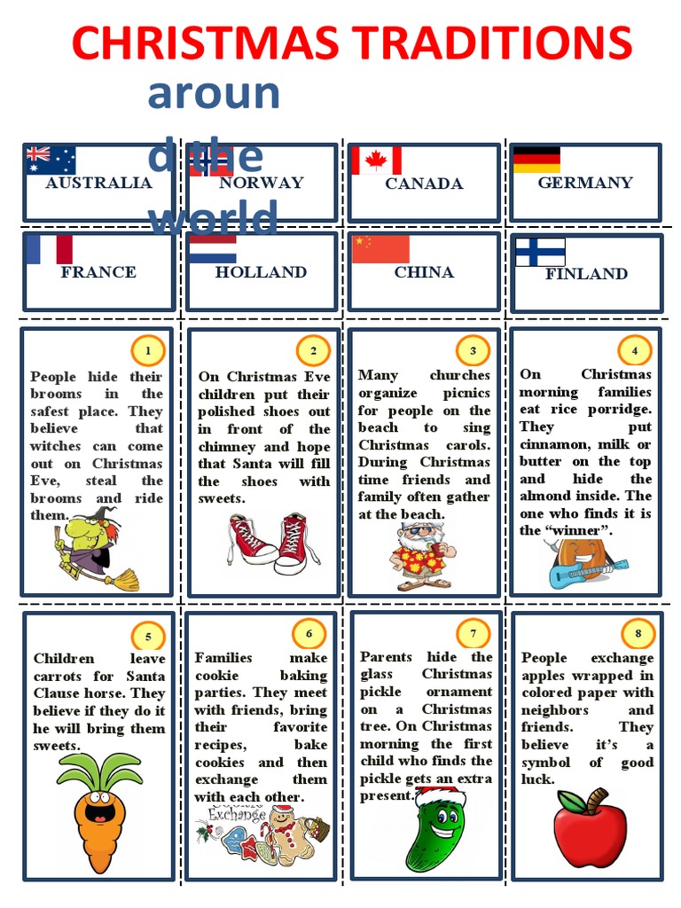 Christmas Traditions Around The World Icebreakers Reading Comprehension ...