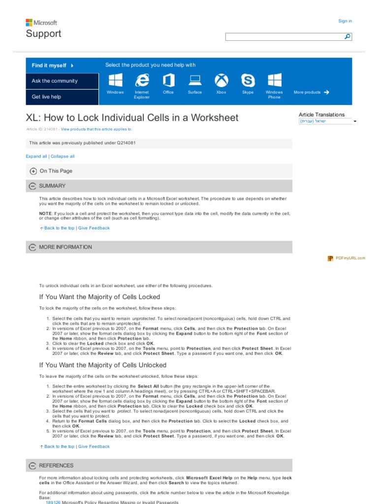 Excel Protecting Unprotecting Pdf Microsoft Excel Microsoft Office
