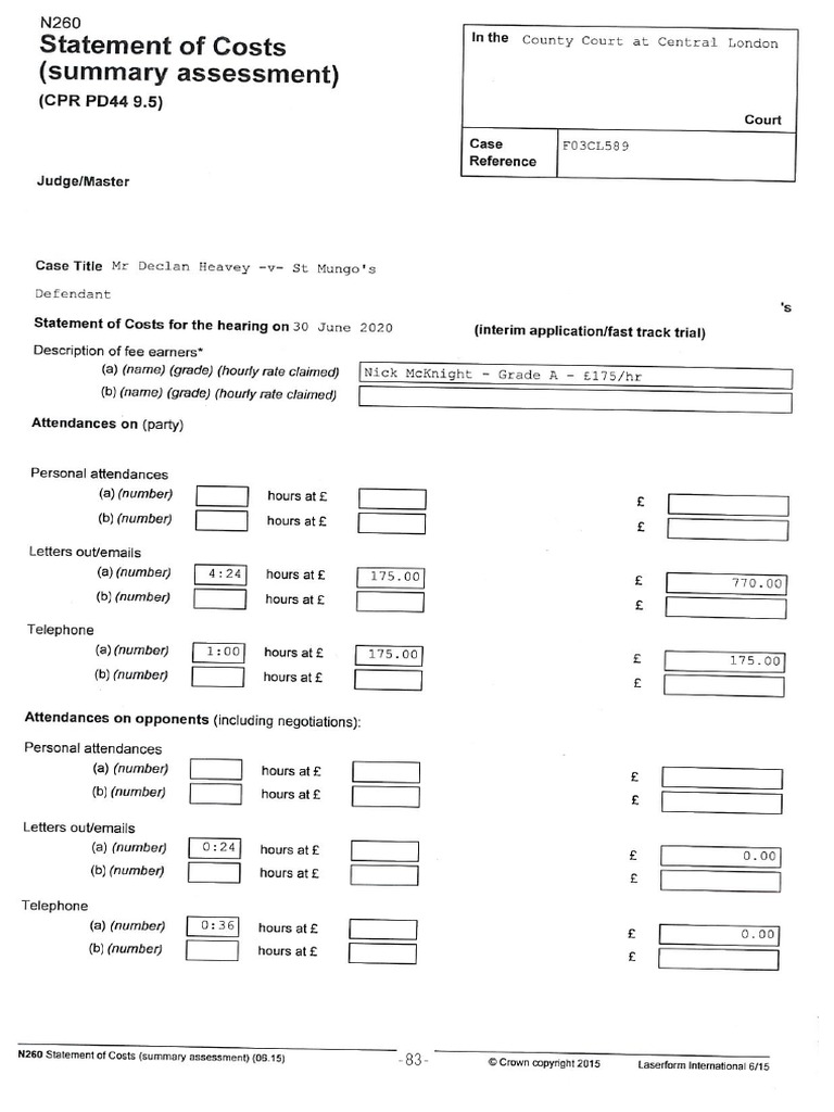 Statement of Costs | PDF