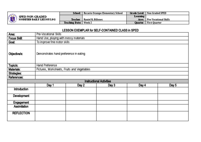 Pre-Vocational Skills Lesson Plan | PDF | Wellness