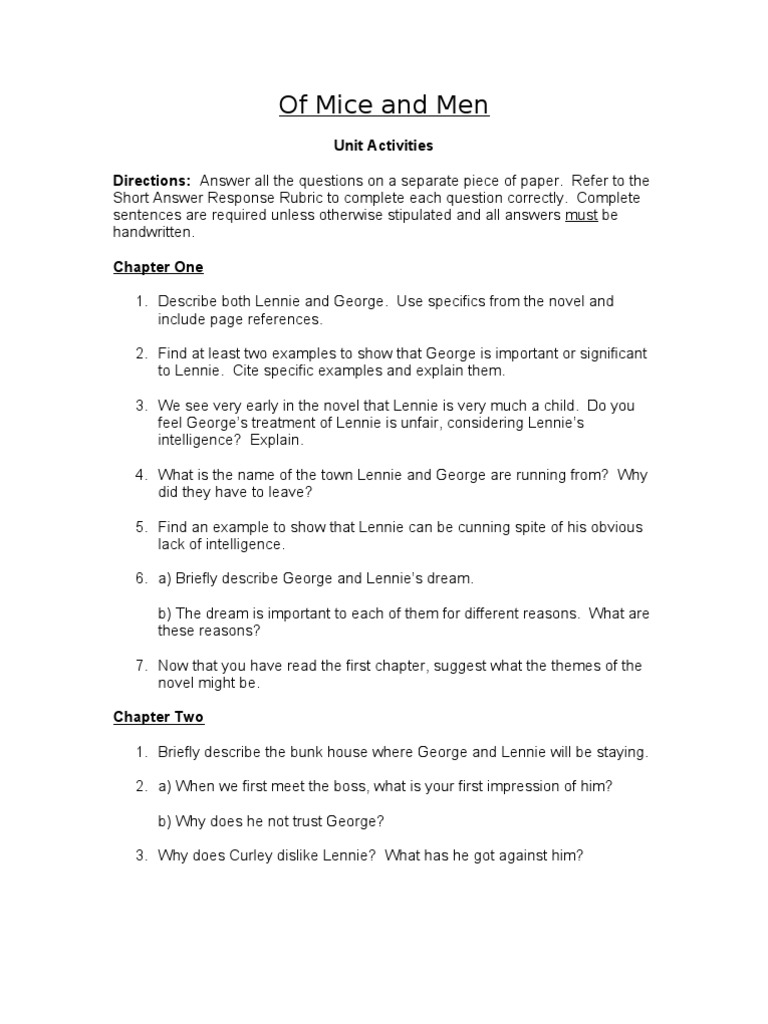 Of Mice and Men - Activities Booklet II | PDF