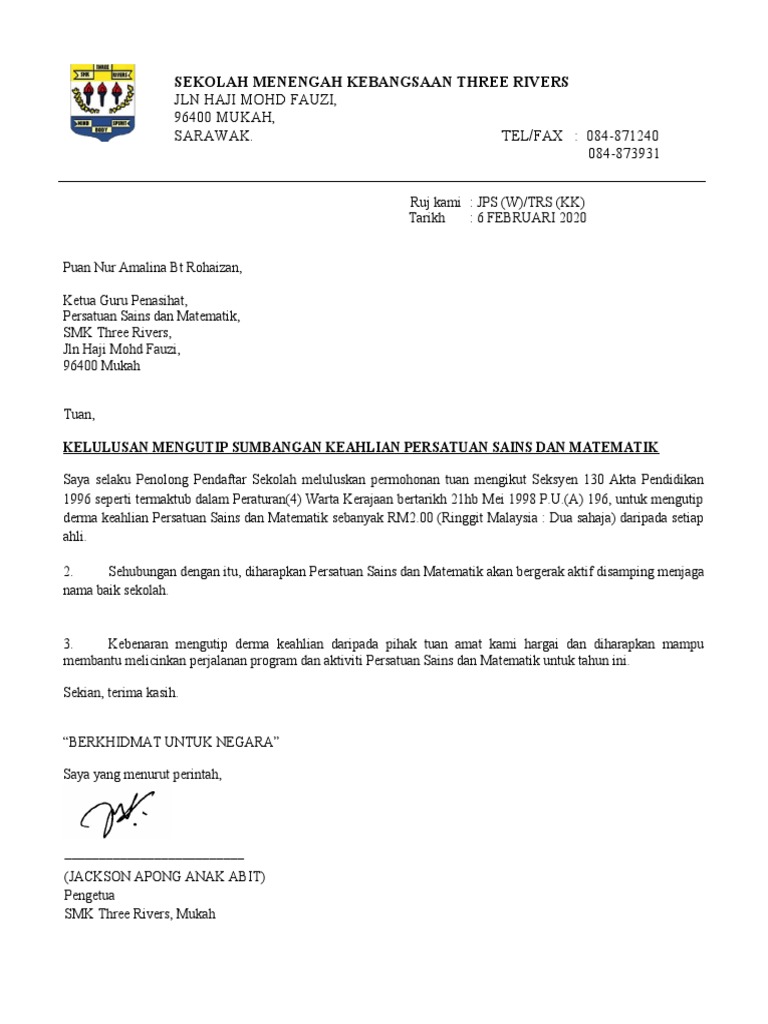 10 Surat Permohonan Mengutip Derma Keahlian CONTOH | PDF