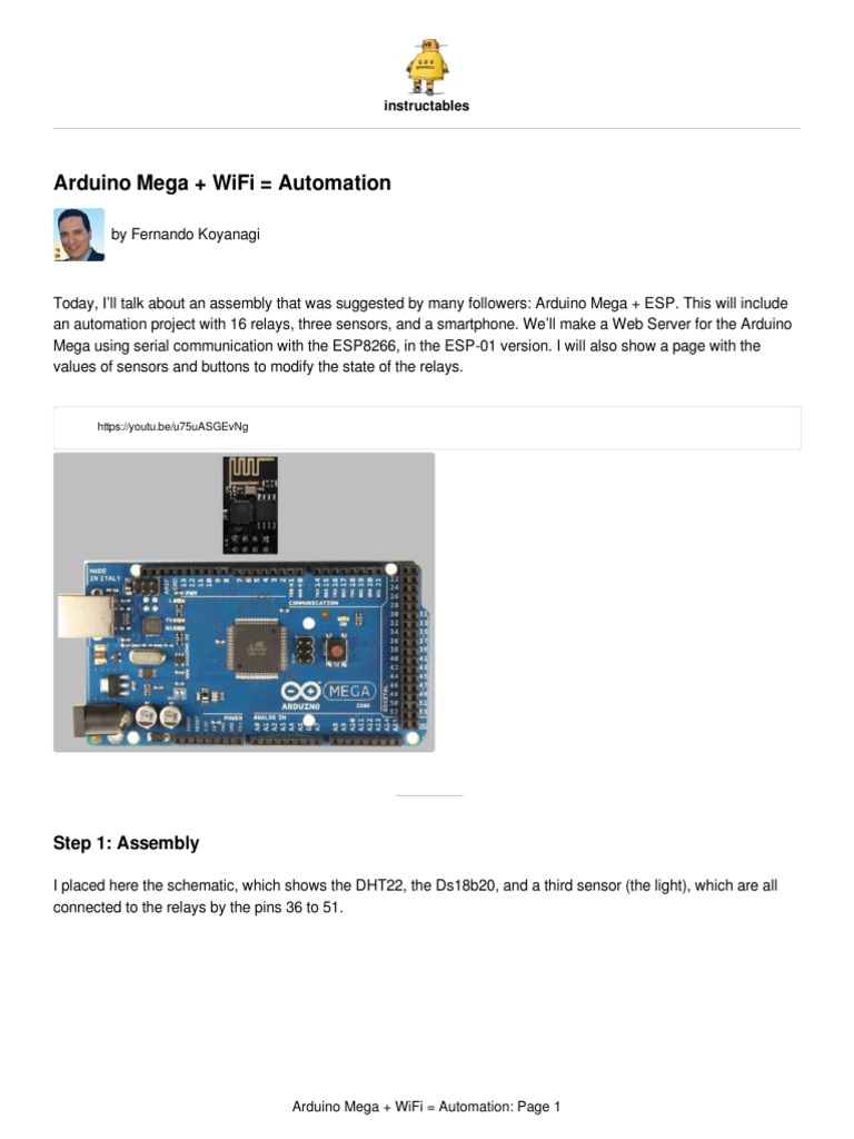 Arduino Mega + Wifi Automation: Step 1: Assembly | PDF | Hypertext Transfer Protocol | Arduino