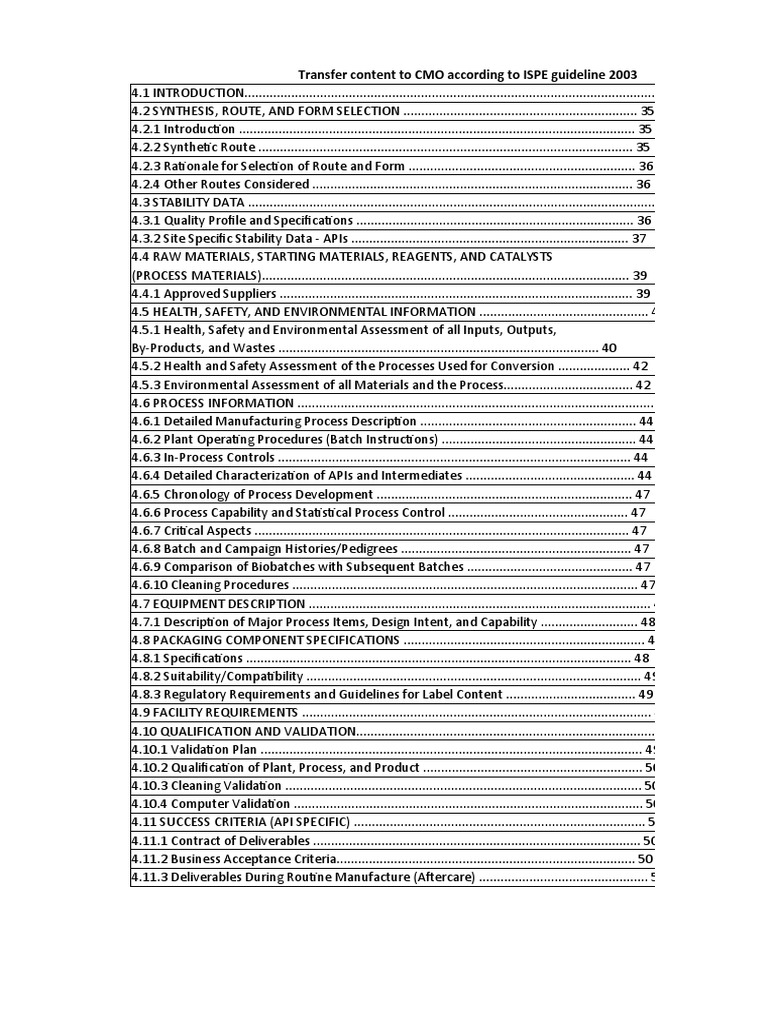 Transfer Content To CMO According To ISPE Guideline 2003 | PDF ...