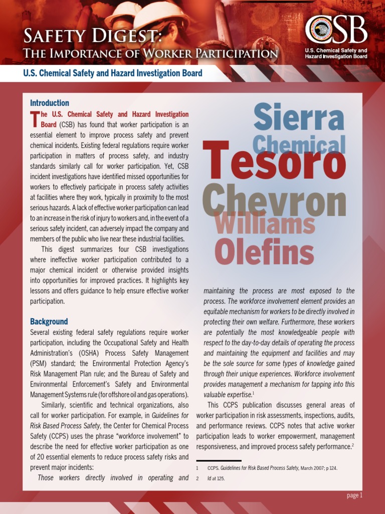 The Importance of Effective Worker Participation in Process Safety ...