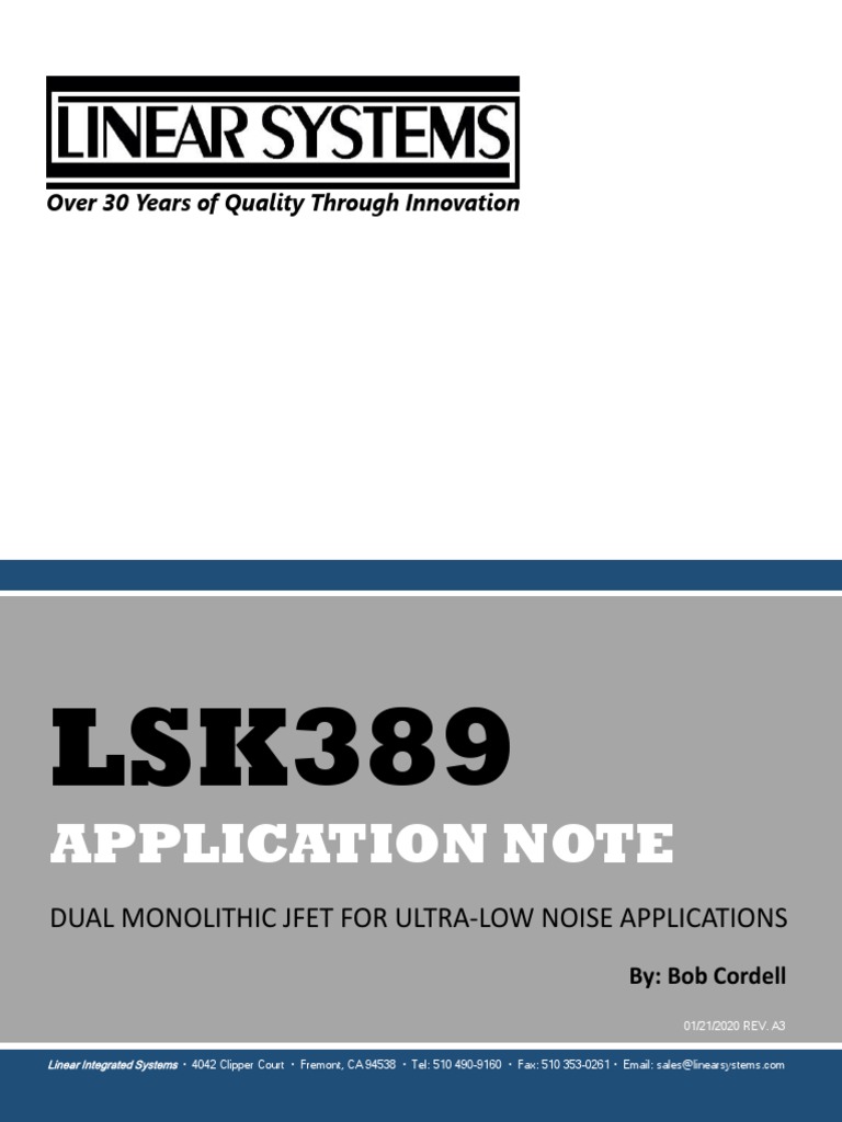 LSK389 Dual JFET for Low Noise Applications | PDF | Amplifier | Field ...