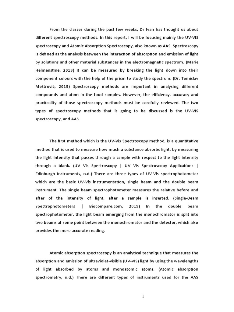 Ana Chem Assignment 1 | PDF | Ultraviolet–Visible Spectroscopy | Atomic Absorption Spectroscopy