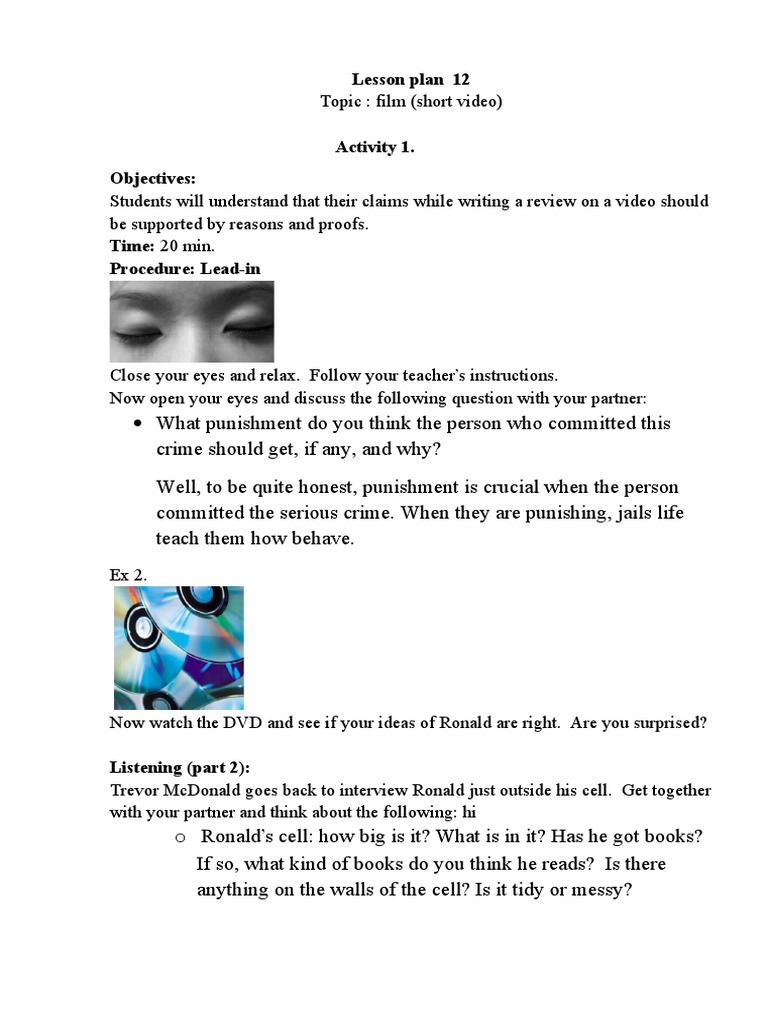 Lesson Plan | PDF | Prison | Crime Thriller