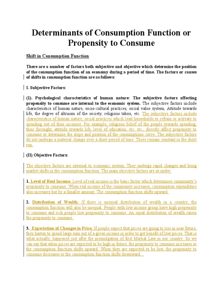 Determinants of Consumption Function or Propensity To Consume | PDF ...