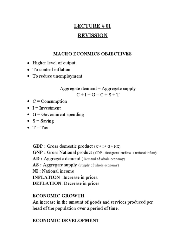Macro Econmics Objectives | PDF