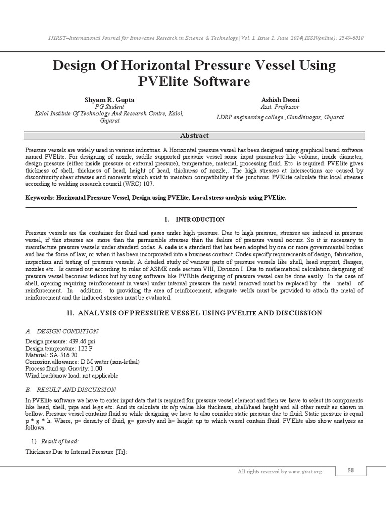 Horizontal Pressure Vessel Design with PVElite | PDF | Stress ...