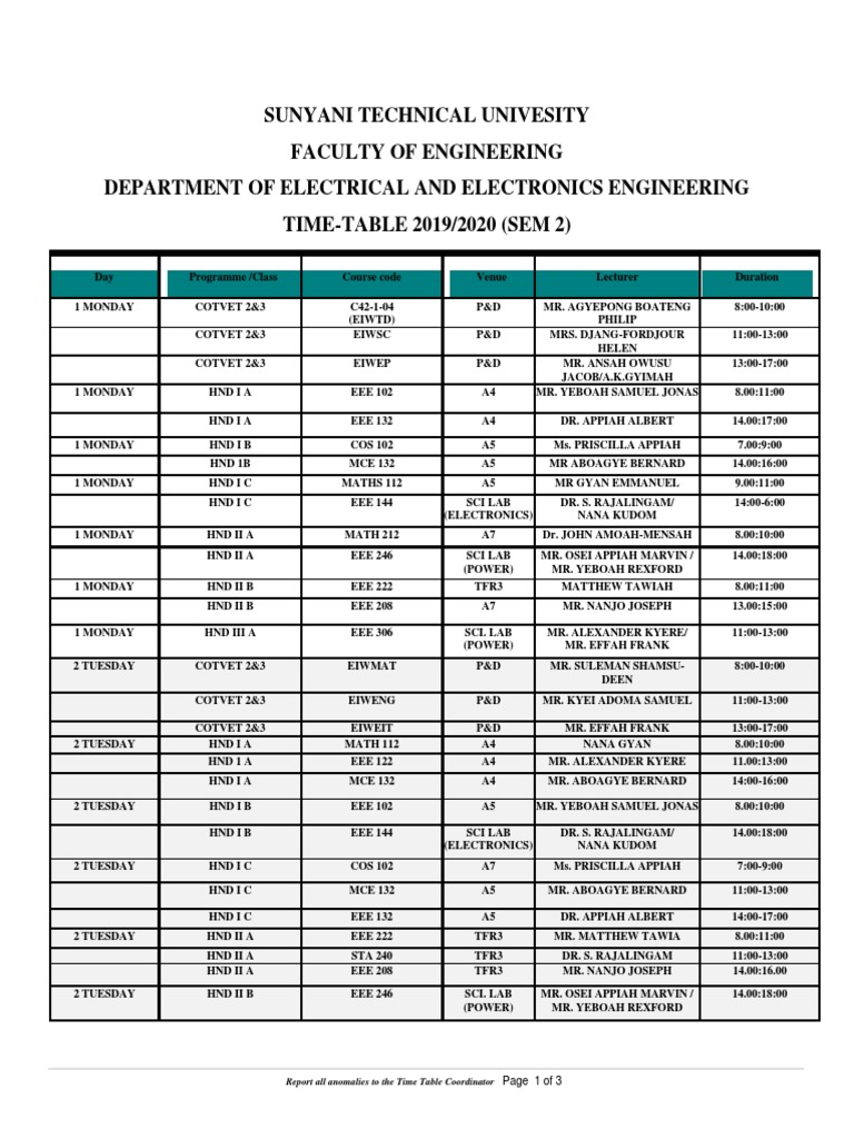 2019 - 2020 Time Table (Regular) | PDF | Information Age | Digital ...