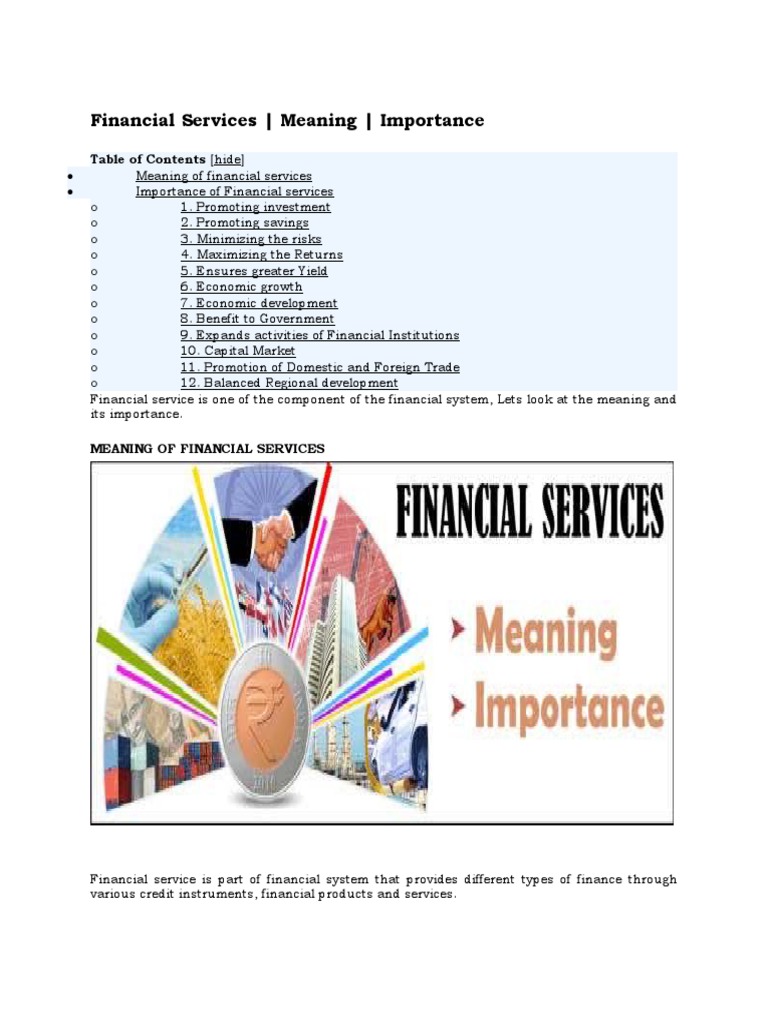 Meaning and Importance of Financial Services 1&2 UNIT | PDF | Bonds ...