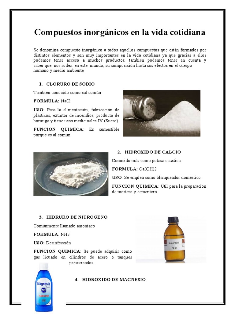 Compuestos inorgánicos en la vida cotidiana | Calcio | Agua