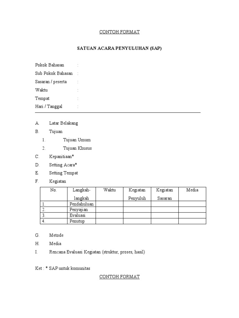 Format SAP Penyuluhan Kesehatan | PDF | Karier & Perkembangan | Bisnis