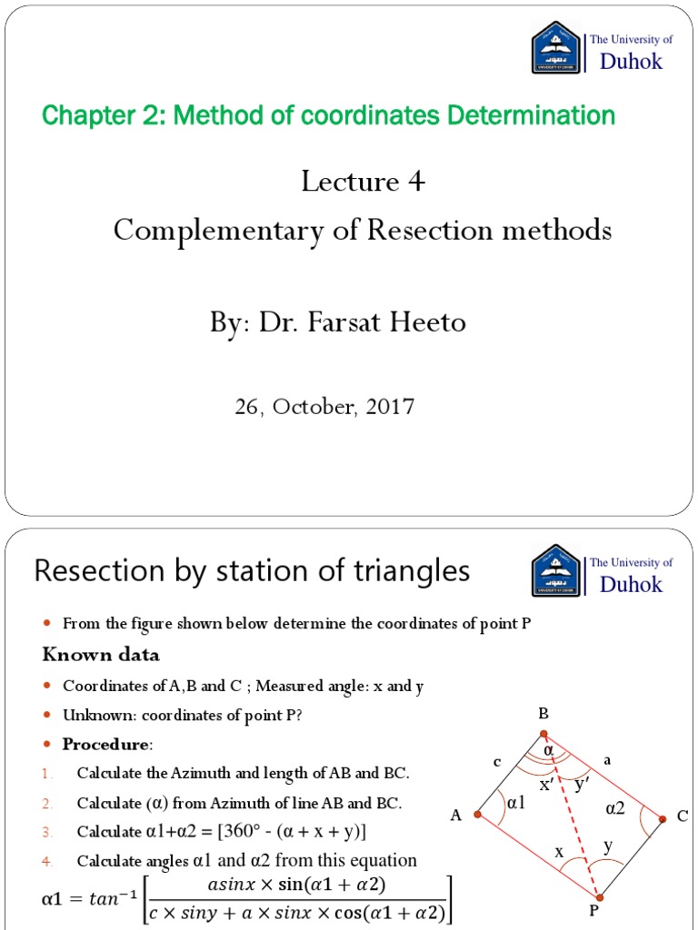 Complementary of Resection Methods: By: Dr. Farsat Heeto | PDF | Sine ...