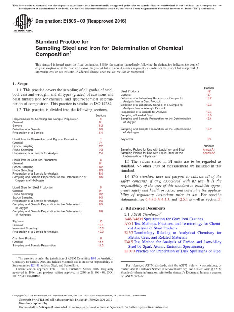 Astm E1806 | PDF | Steelmaking | Abrasive