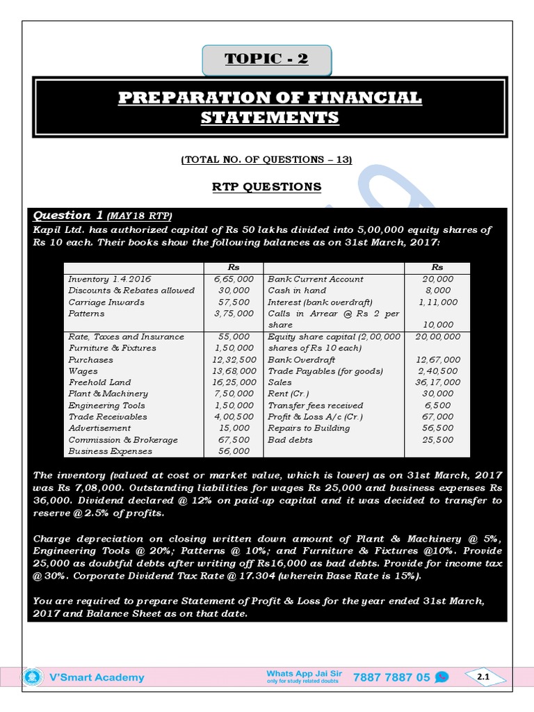 Preparation of Financial Statements - QB | PDF | Dividend | Expense