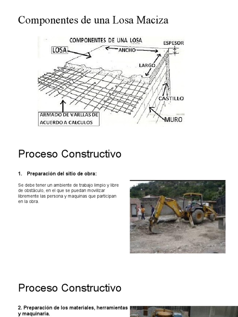 Proceso Constructivo Losa Maciza | PDF | Hormigón | Materiales de construcción